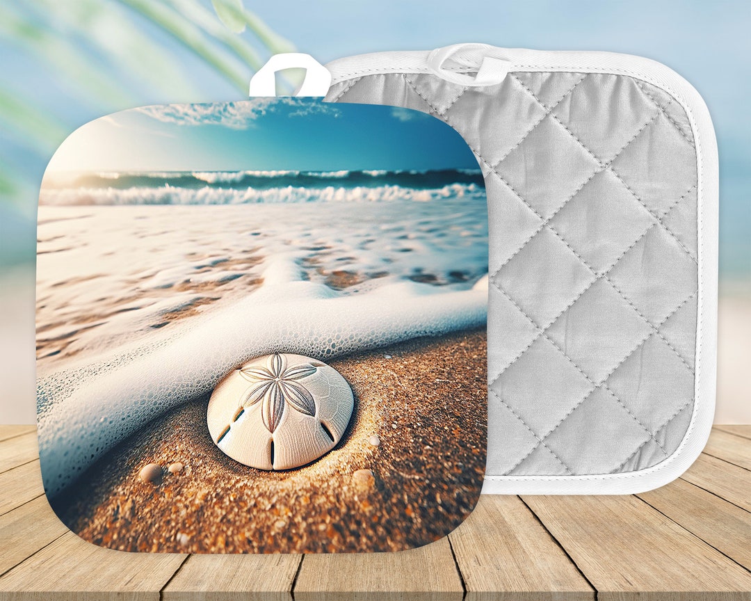 Set of 2 Sandollar Beach Pot Holders, Kitchen Pot Holders, Coastal Kitchen Decor, Beach Home ...