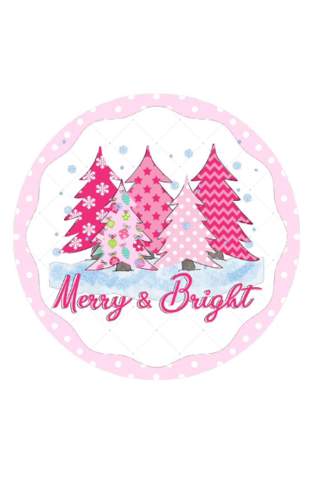 Merry and Bright Christmas Sign, Pink Christmas Wreath Attachment ...