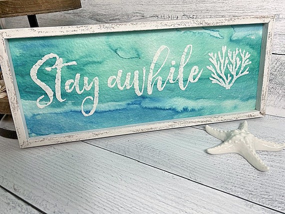 Stay Awhile 3D Coastal Wood Art Wall Picture Beach Home Decor - Etsy