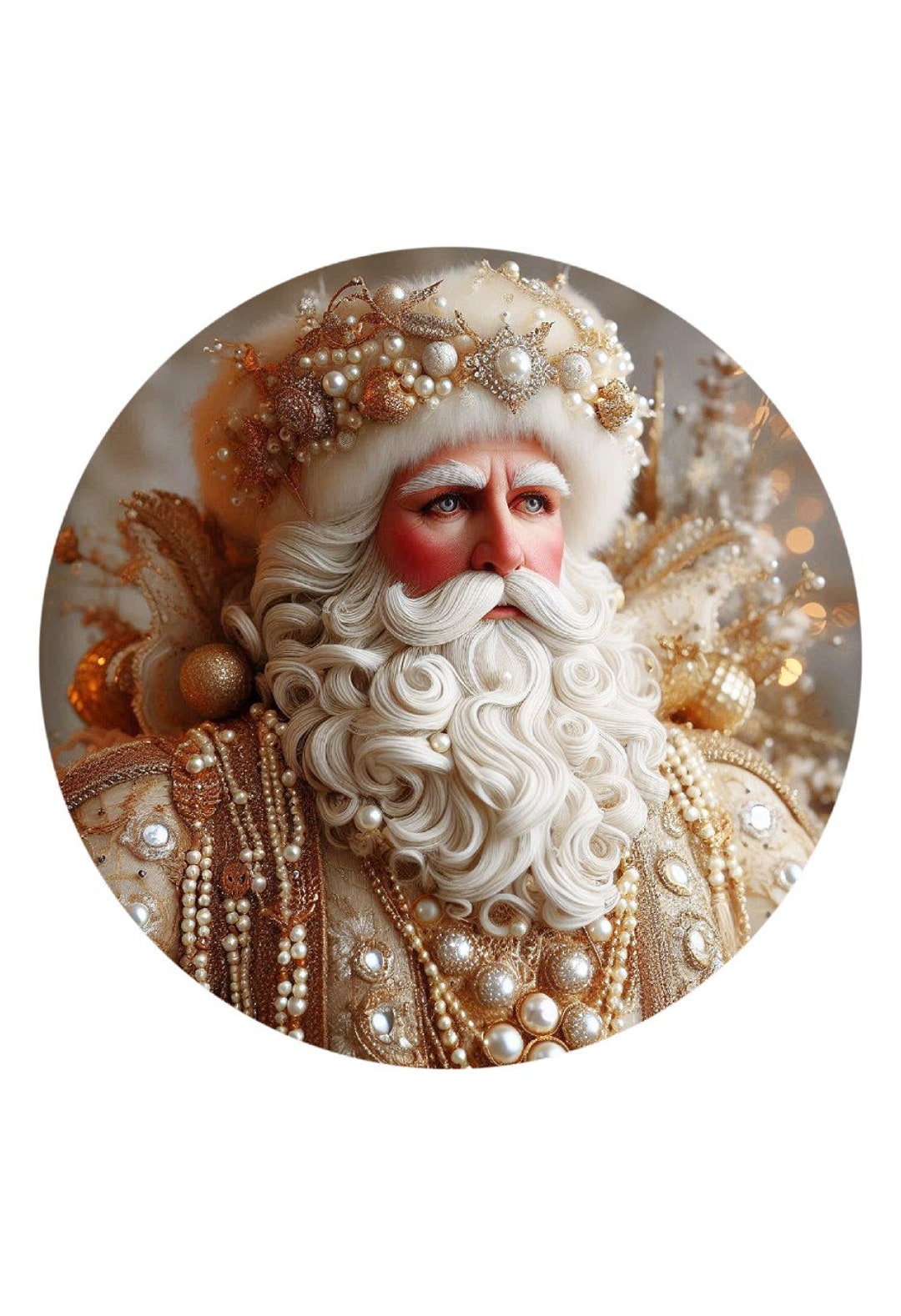 Jeweled Gold Santa Christmas Sign, Wreath Attachment, Winter Supplies ...