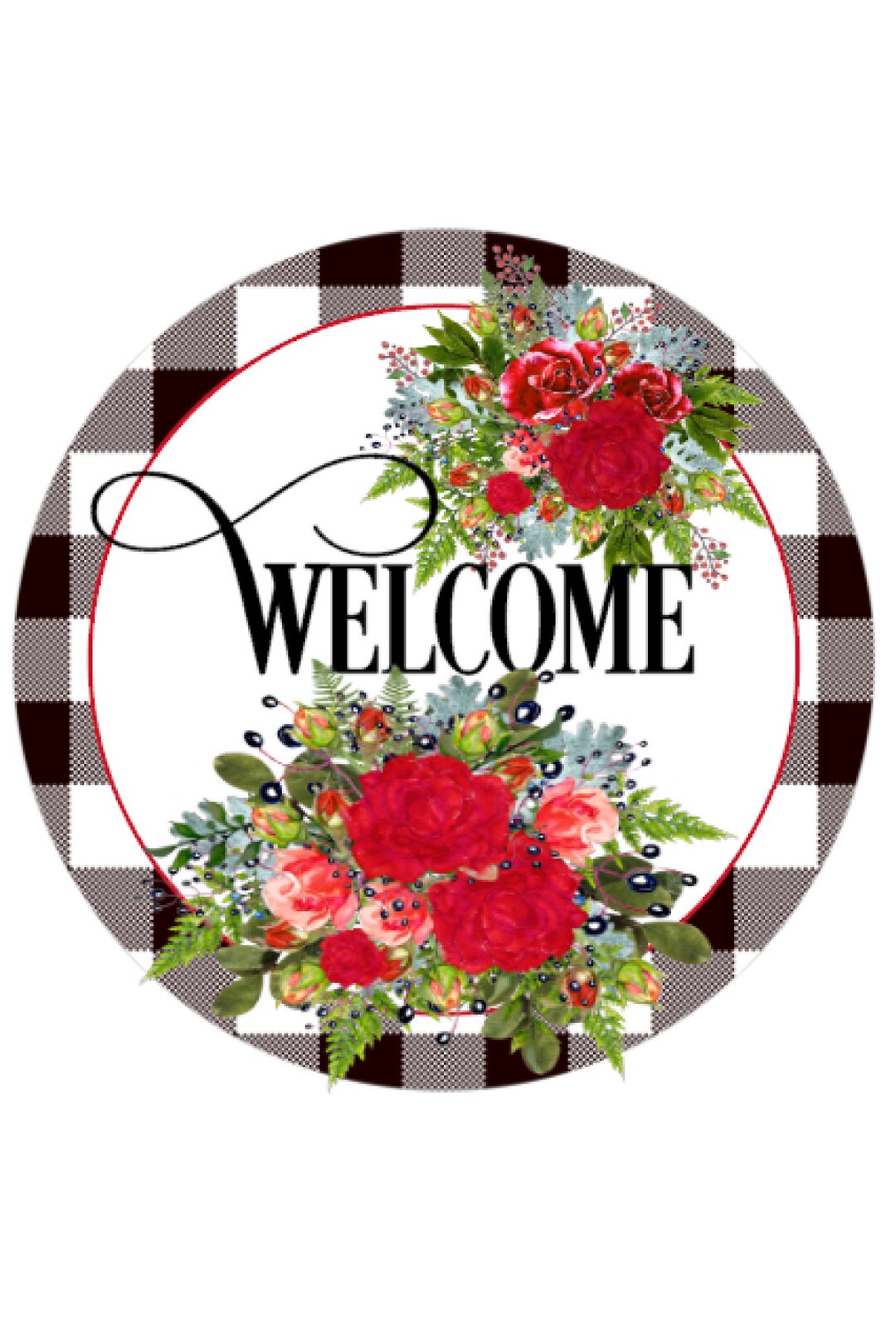 Welcome Red Rose Sign, Everyday Wreath Attachment, Craft Supplies ...