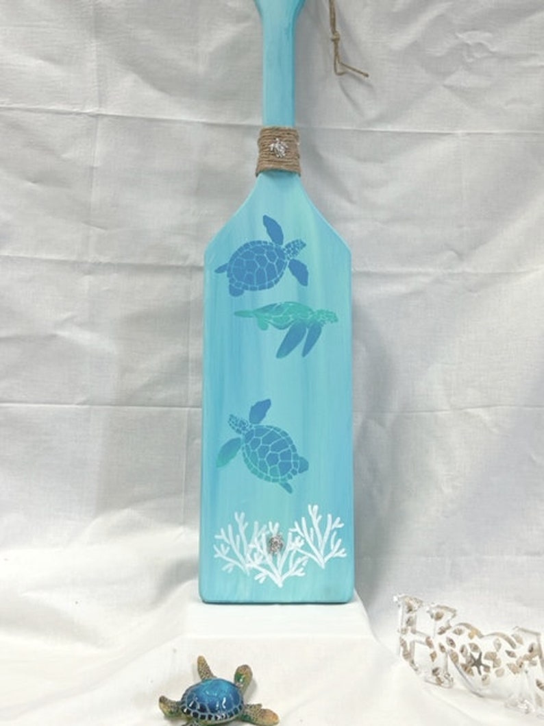 Turtle Wooden Paddle Home Decor Beach Home Decor Coastal | Etsy