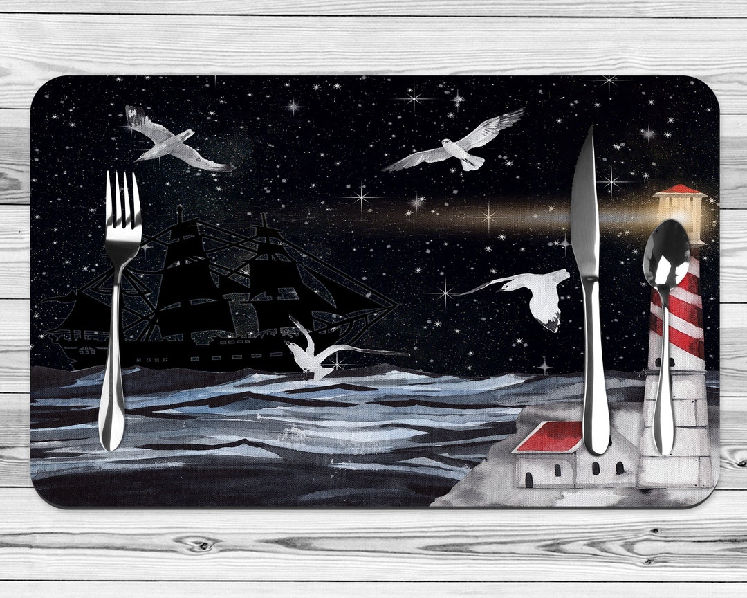 Lighthouse Coastal Table Placemats Coastal Table Decor Beach - Etsy