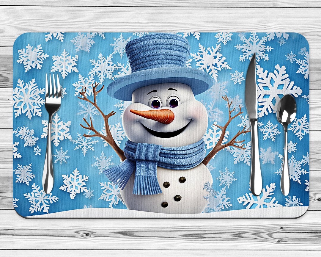 Winter Snowman Holiday Placemats, Holiday Table Decor, Christmas Table ...