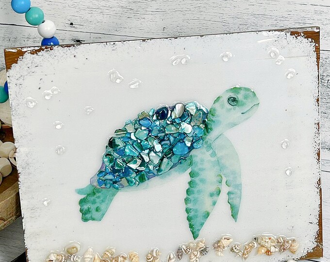 Turtle Seashell Table Art Beach Home Decor Coastal Home - Etsy