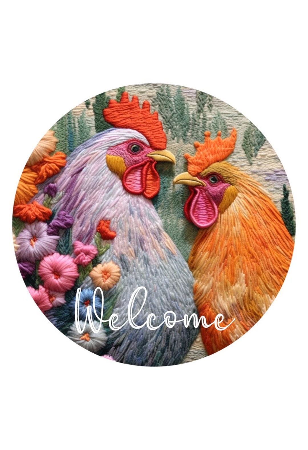Welcome Farmhouse Rooster Sign, Metal Wreath Sign,farm Sign, Chicken ...