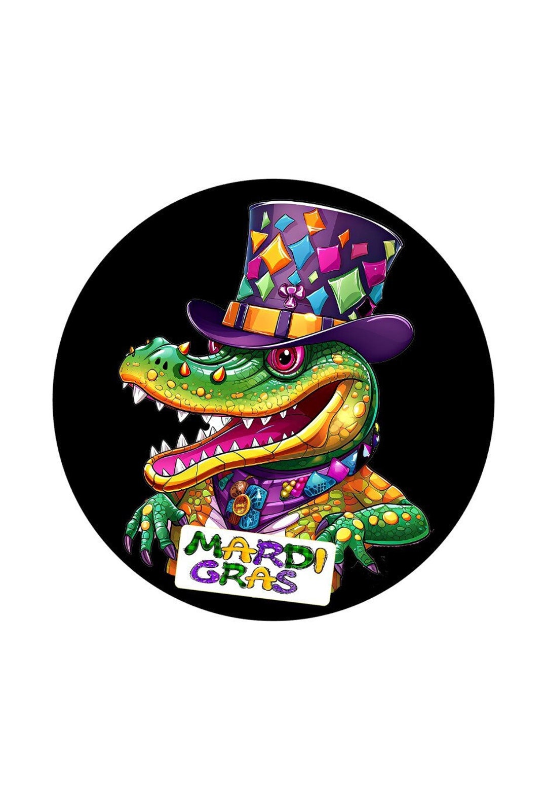 Mardi Gras Gator Sign, Louisiana Celebration, Wreath Attachment, Metal ...