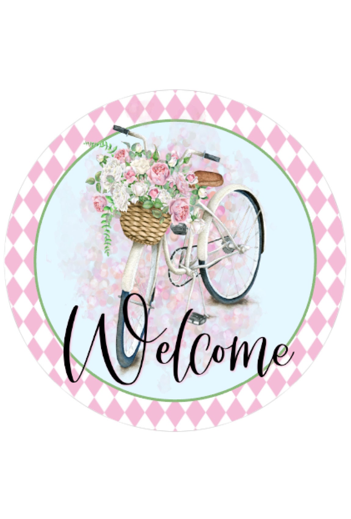Welcome Bike Sign Spring wreath attachment craft supplies | Etsy