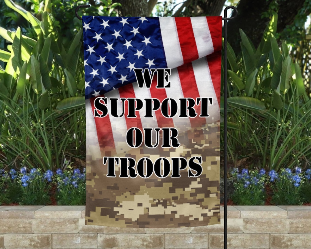 Support Our Troops Garden Flag, Double Sided Yard Decoration, Patriotic Front Door Home Decor ...