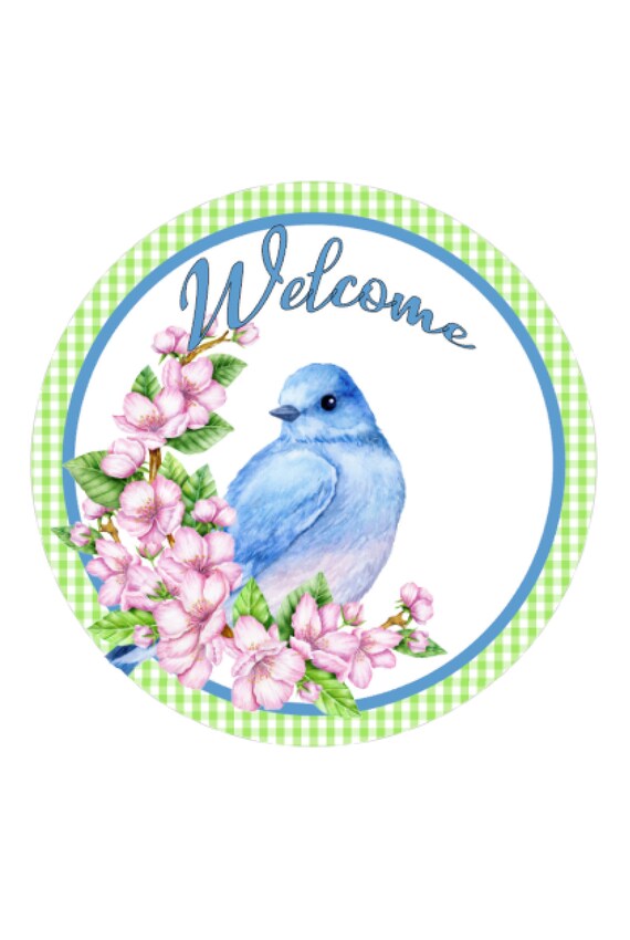 Blue Bird Floral Sign Spring Floral Sign Home Wreath - Etsy
