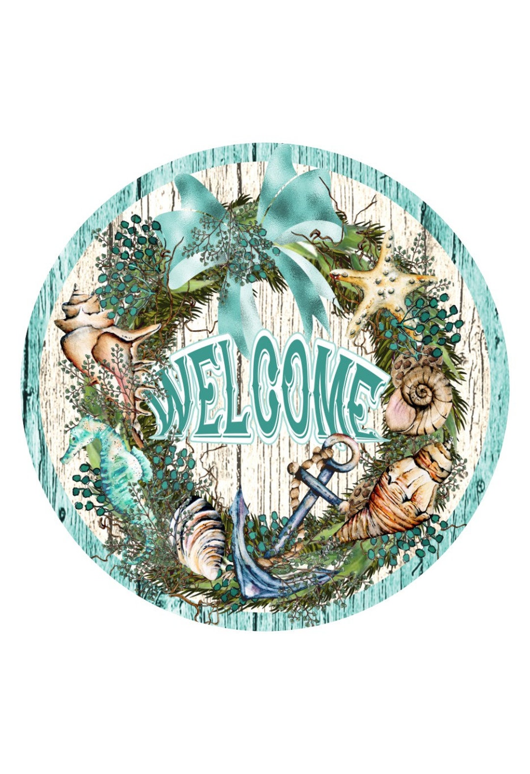 Welcome Beach Sign, Coastal Home Decoration, Wreath Supplies, Metal ...