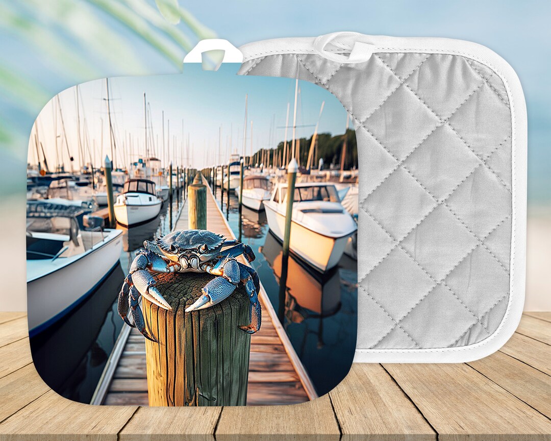 Set of 2 Maryland Blue Crab Beach Pot Holders, Kitchen Pot Holders ...