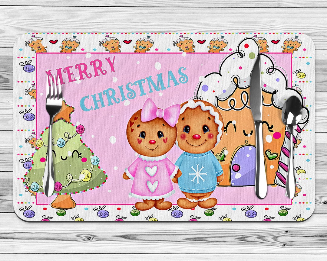 Set of 2 Candy Gingerbread Christmas Table Placemats , Christmas Table ...