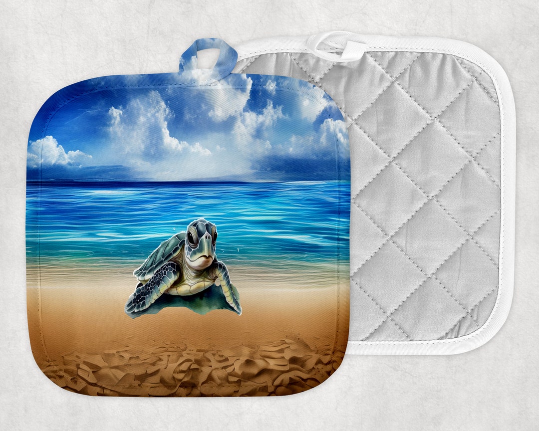 Set of 2 Sea Turtle Pot Holders, Kitchen Pot Holders, Coastal Kitchen ...