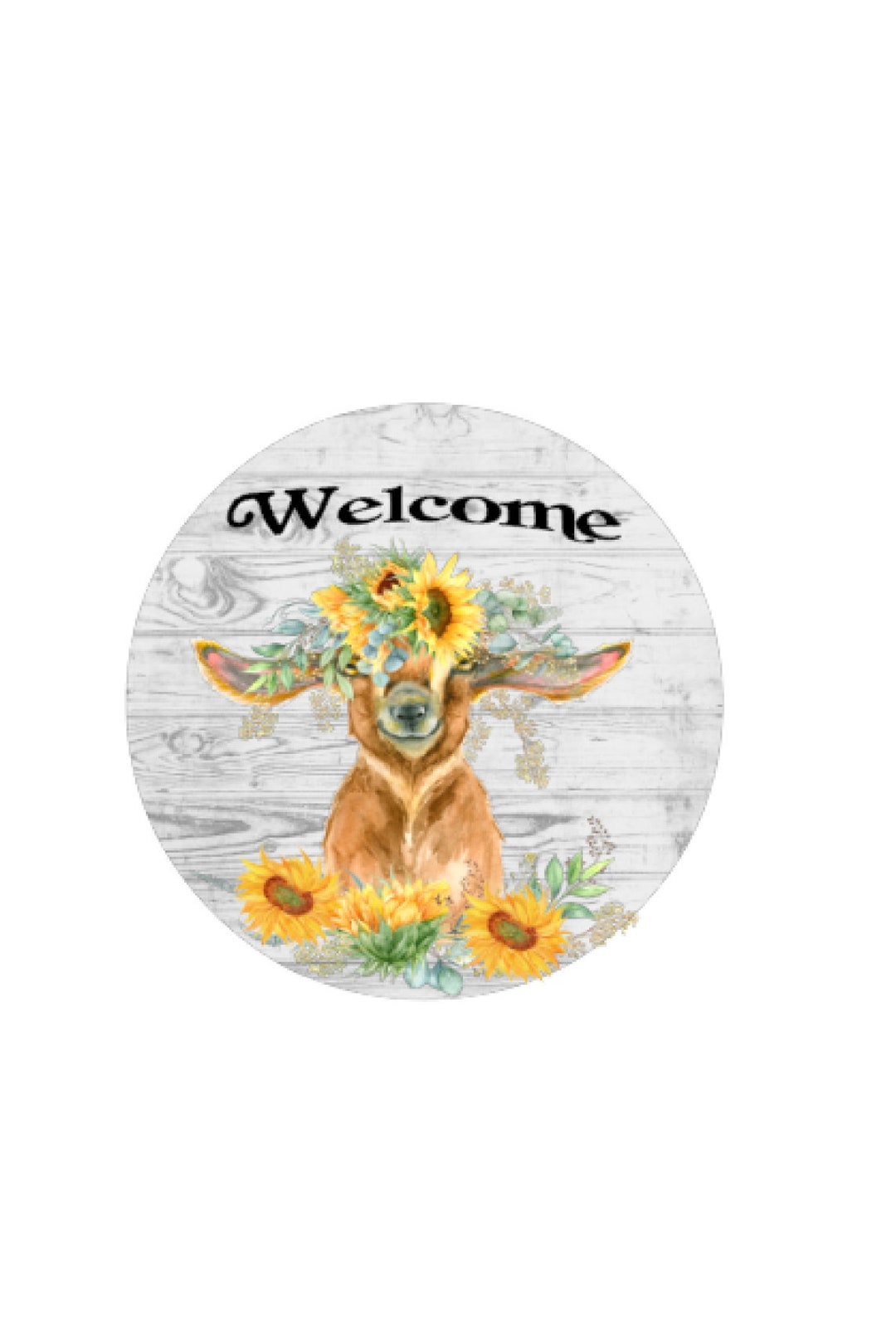 Sunflower Goat Summer Sign, Everyday Spring Wreath Attachment, Summer ...