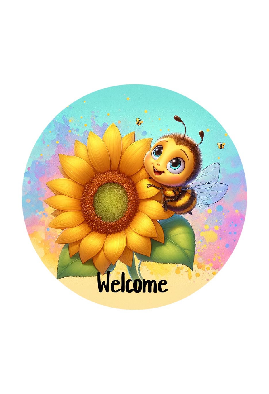 Welcome Sunflower Bumble Bee Sign , Bee Summer Sign, Spring Wreath ...