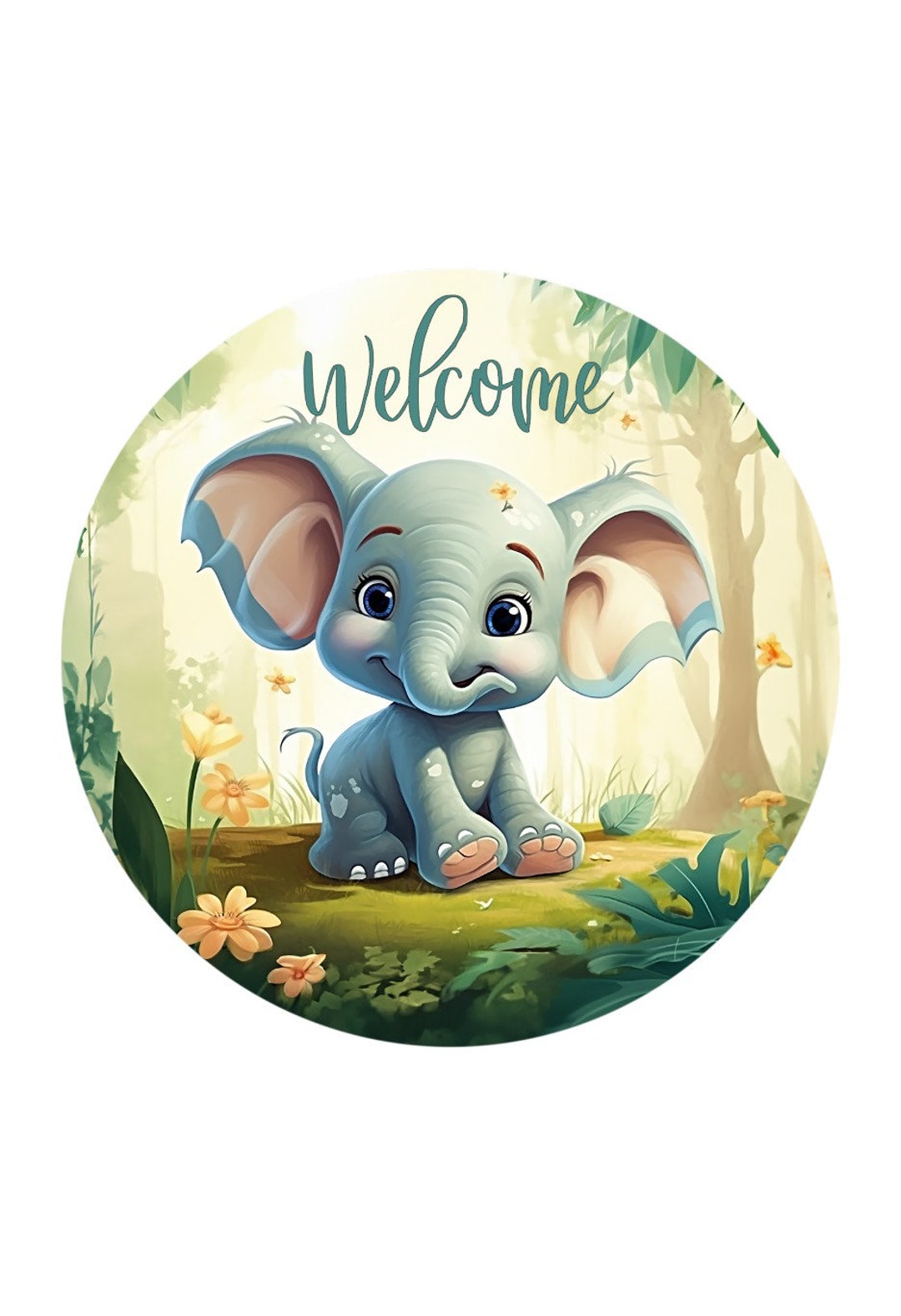 Welcome Baby Elephant Sign , Summer Sign, Spring Wreath Attachment ...