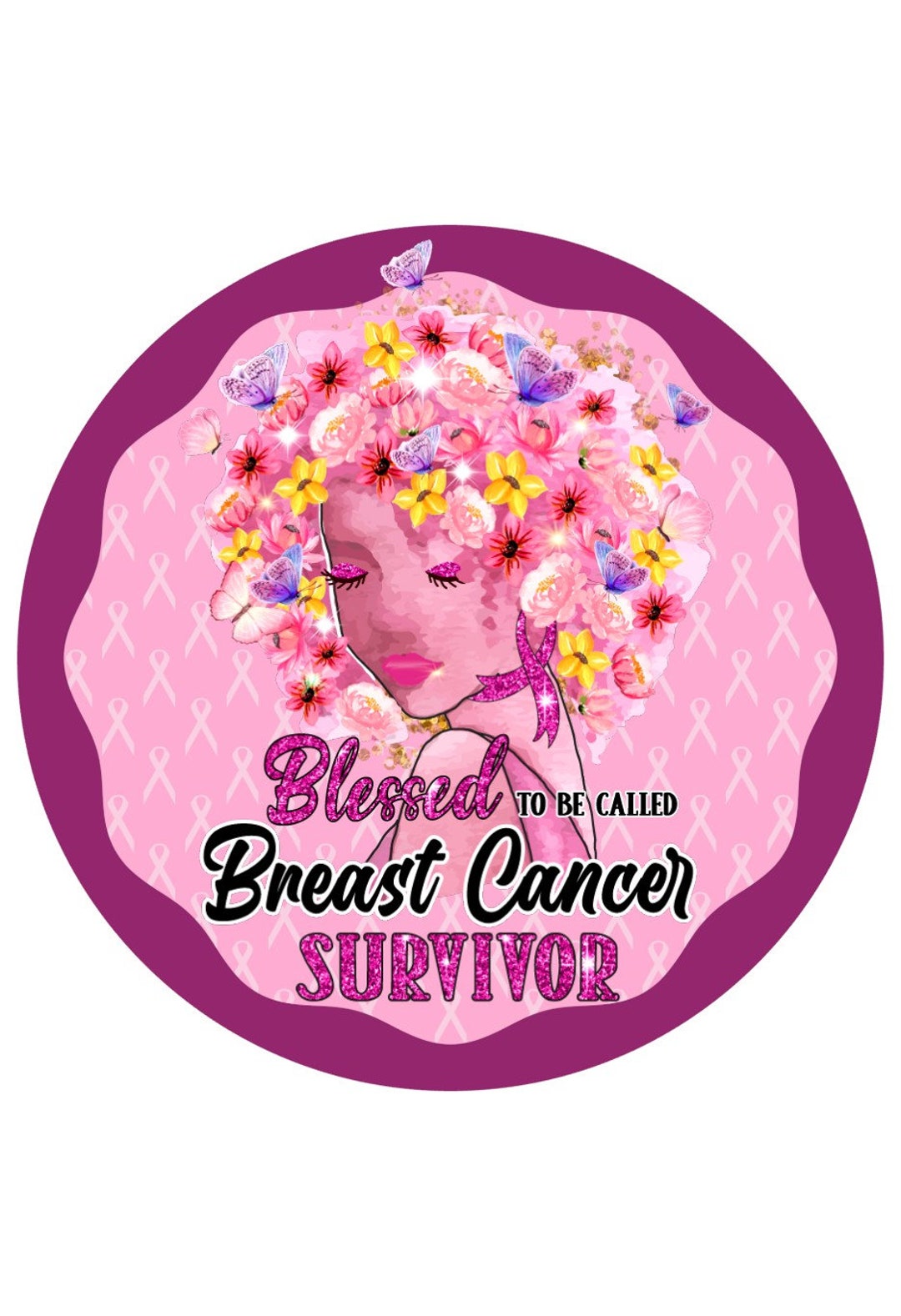 Breast Cancer Girl Metal Wreath Sign, Breast Cancer Wreath Attachment ...