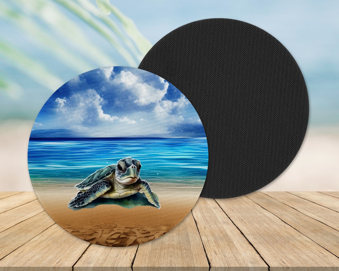 Set of 4 Sea Turtle Drink Coaster, Beach Coasters for Your Table, Set ...