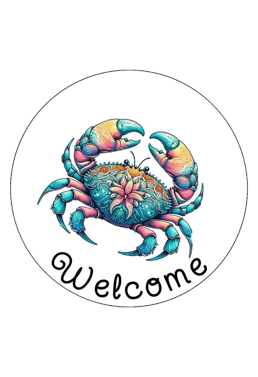 Crab Welcome Beach Sign, Beach Wreath Attachment, Summer Sign, Coastal ...