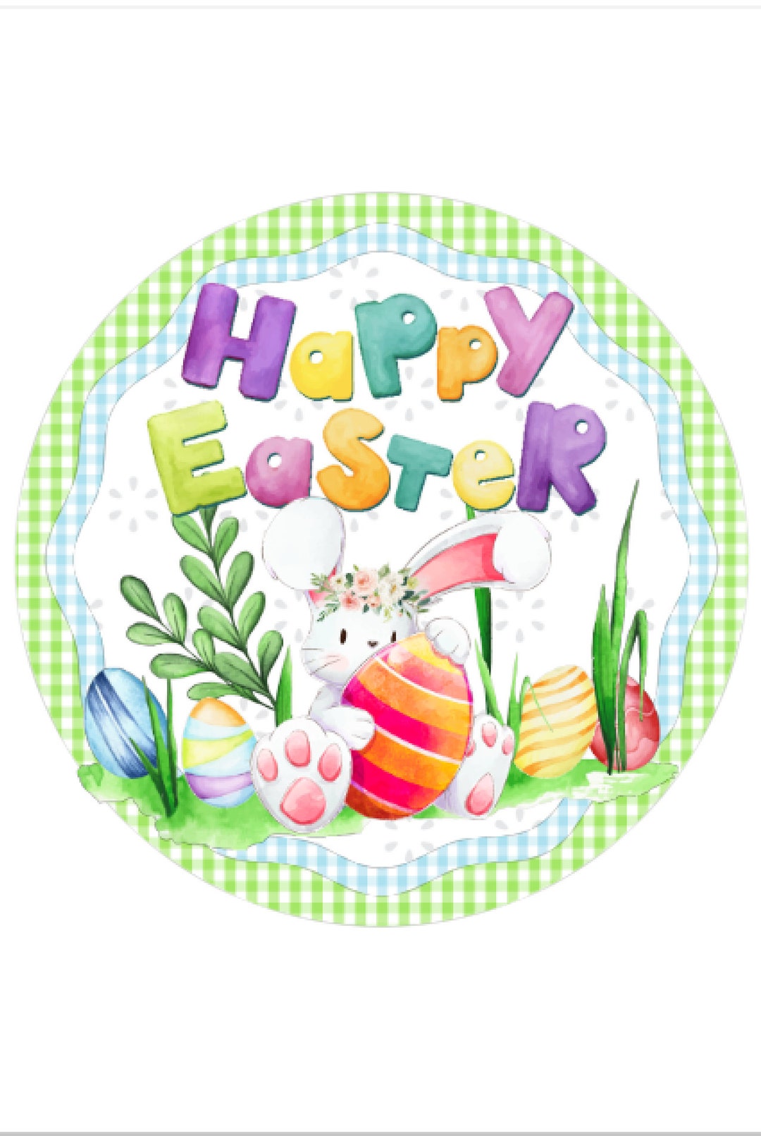 Happy Easter Spring Sign, Metal Wreath Attachment Sign, Easter Wreath ...