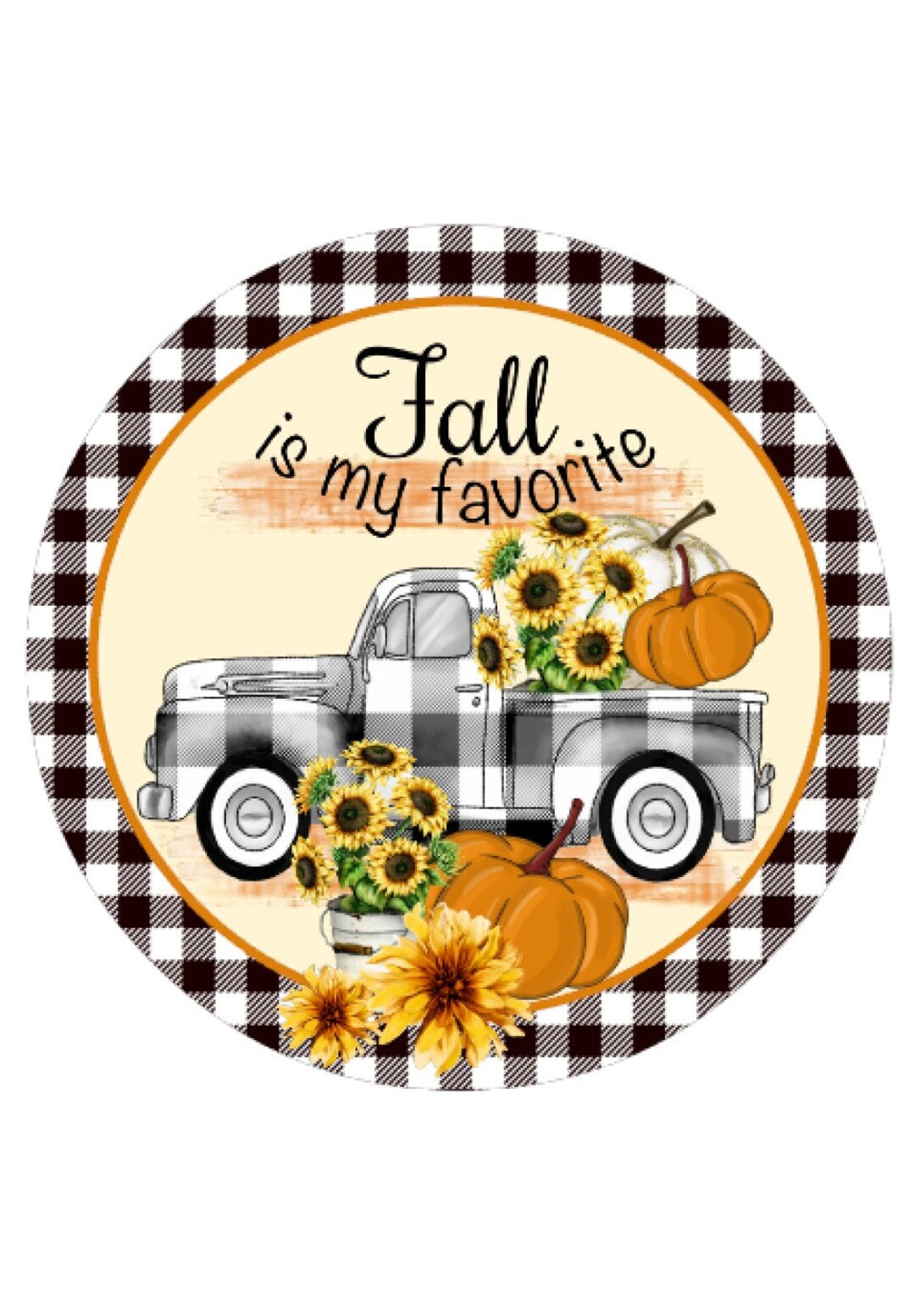 Fall Wreath Sign, Wreath Attachment, Country Truck Sign, Buffalo Plaid ...