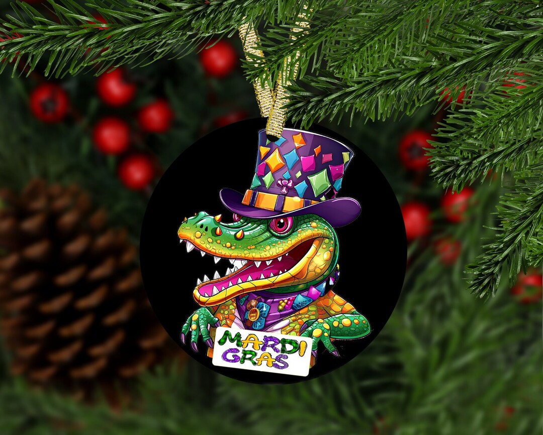 Mardi Gras Gator Ornament, Fat Tuesday Ornament, Louisiana Holiday ...
