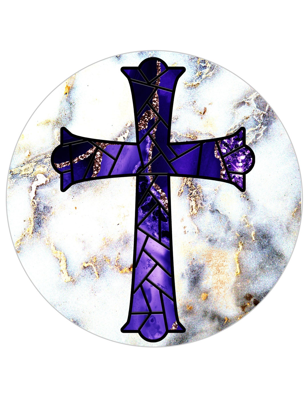 Purple Cross Sign, Religious Wreath Attachment, Christian Sign, Easter ...