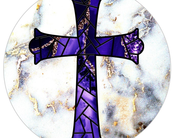 Purple Cross Sign, Religious Wreath Attachment, Christian Sign, Easter ...