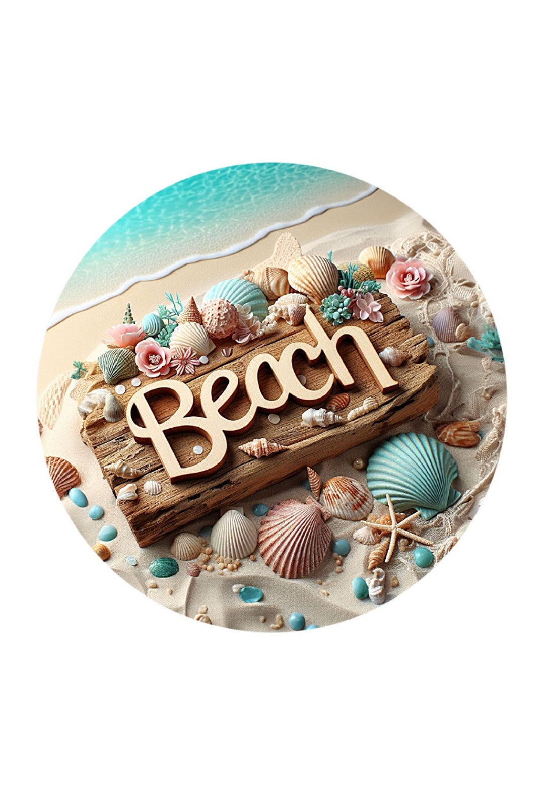 3D look Beach Driftwood Sign, Seashell Summer Sign, Spring Coastal Sign ...