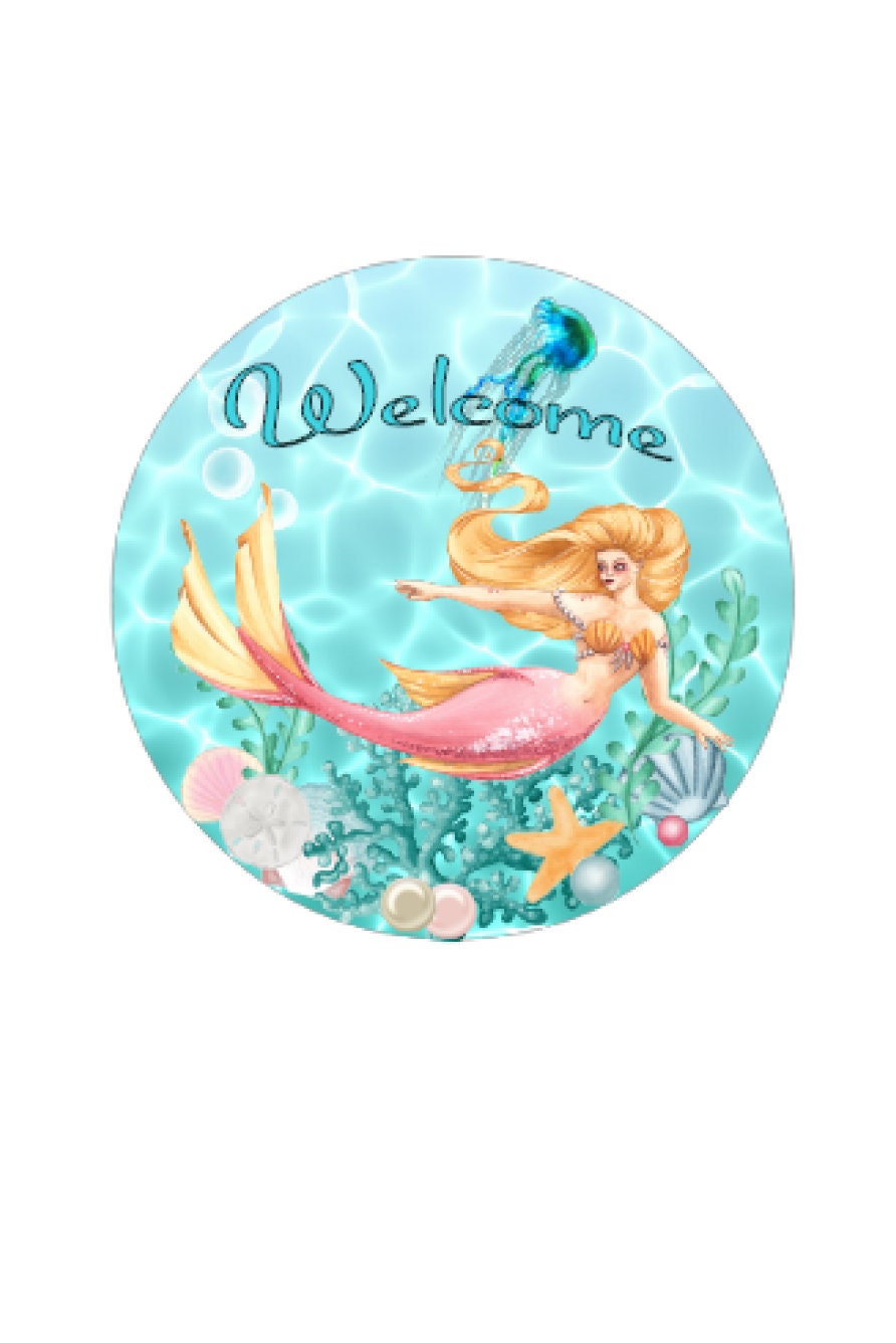 Welcome Mermaid Sign Mermaid Coastal Sign Wreath | Etsy