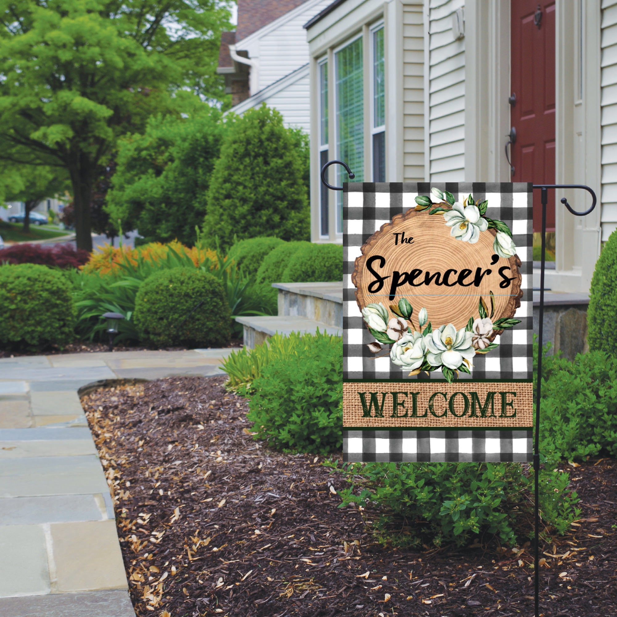 Personalized Welcome Magnolia Garden Flag Yard Decoration | Etsy