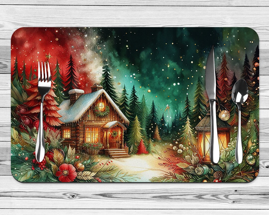 Set of 2 Country Christmas Table Placemats ,christmas Table Decor ...