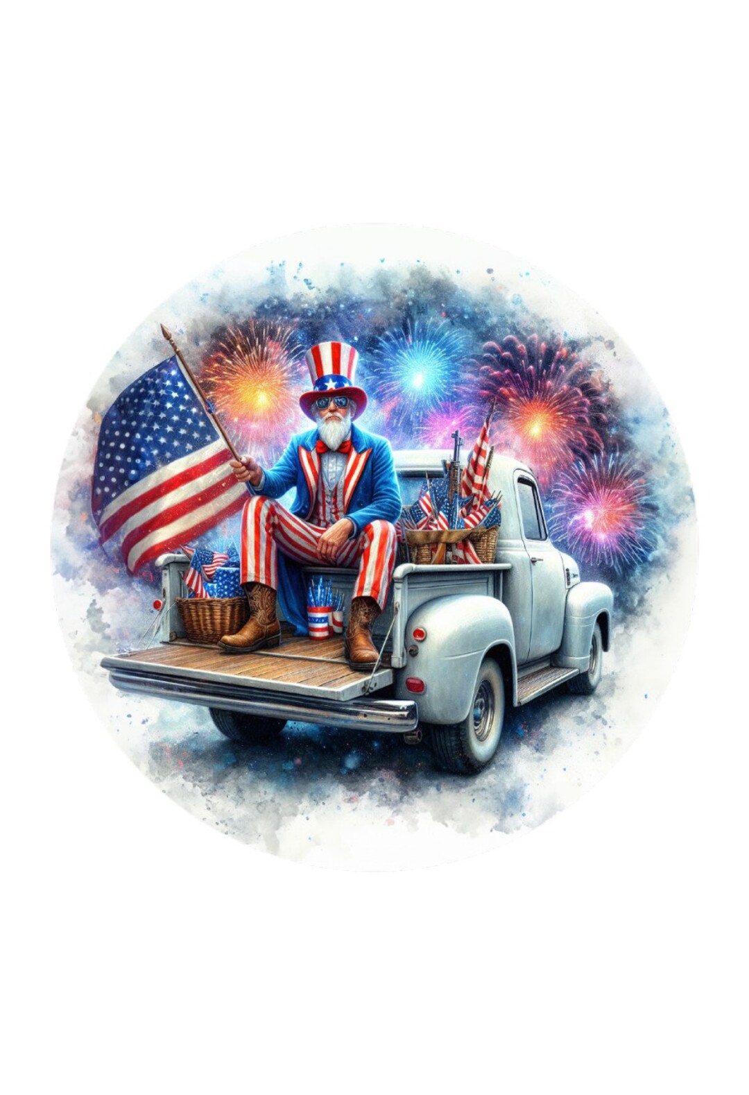 Country Truck Patriotic Uncle Sam, Biker Uncle Same Patriotic Sign, 4th ...