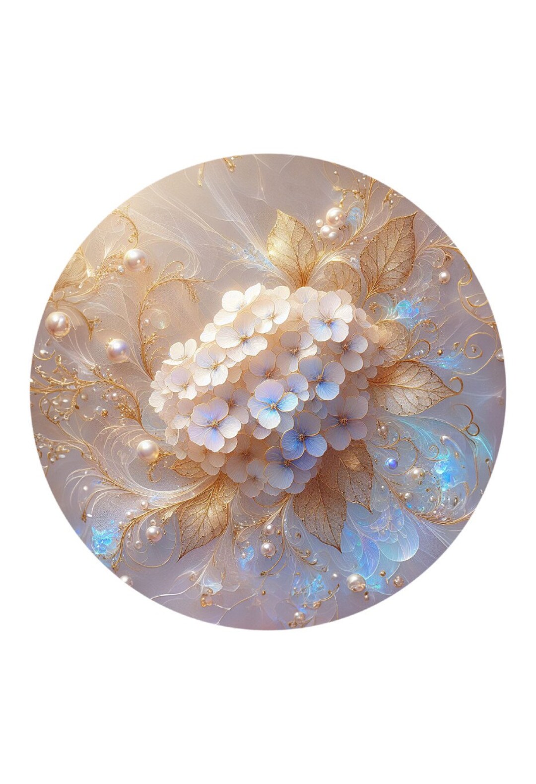 Elegant White and Gold Hydrangea Sign, Floral Metal Wreath Sign, Nature ...