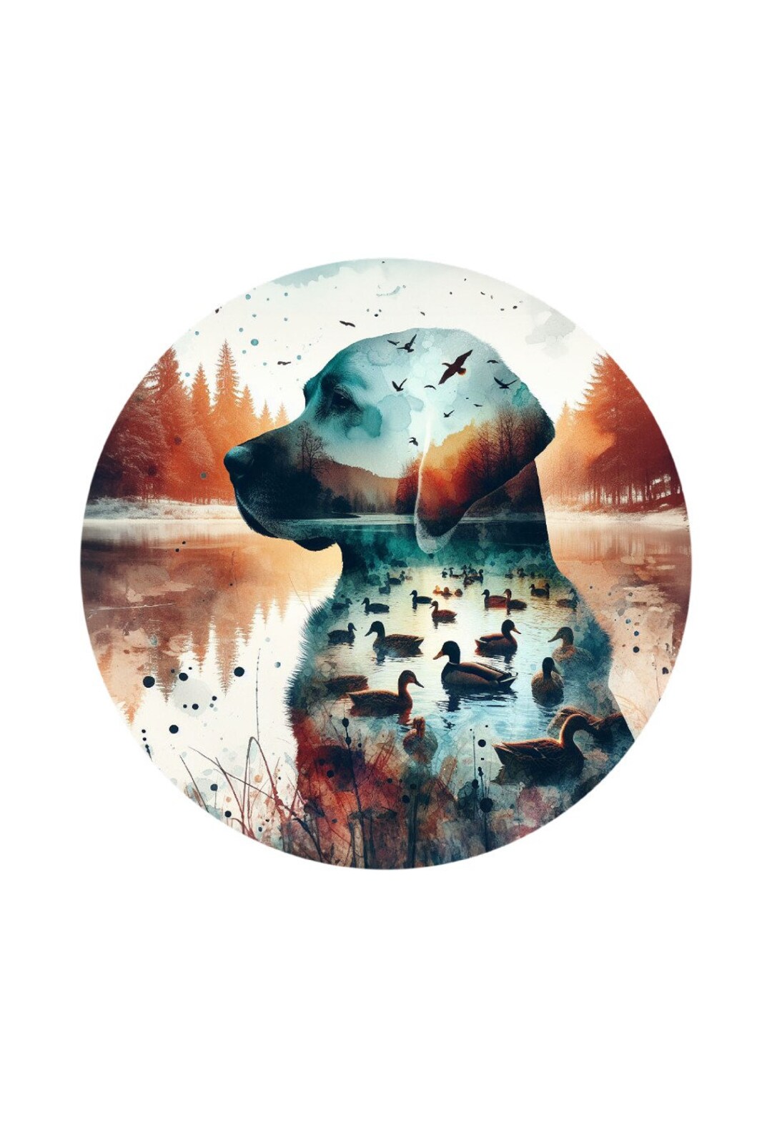 Double Exposure Lab Sign, Lab With Ducks on a Pond Wreath Attachment ...