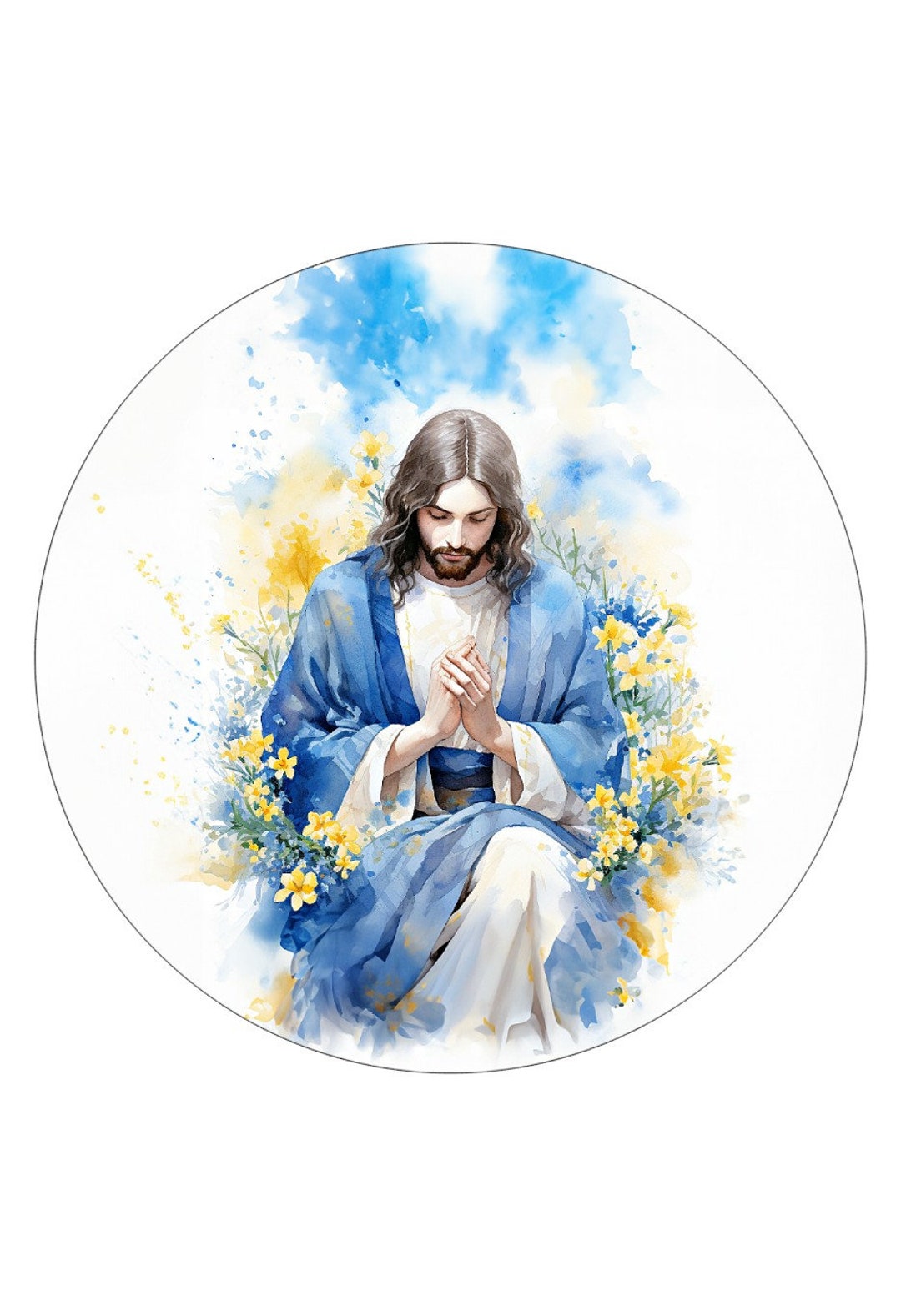 Jesus Praying Religious Sign, Christ Easter Sunday Sign, Wreath ...