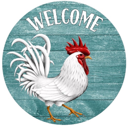 Welcome Farmhouse Chicken Sign Metal Wreath Signfarm Sign - Etsy