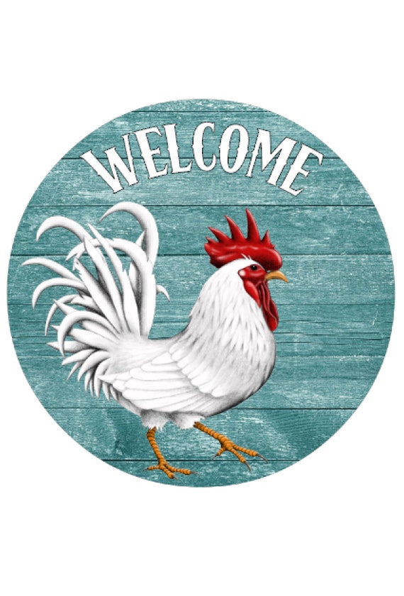 Welcome Farmhouse Chicken Sign Metal Wreath Signfarm Sign - Etsy