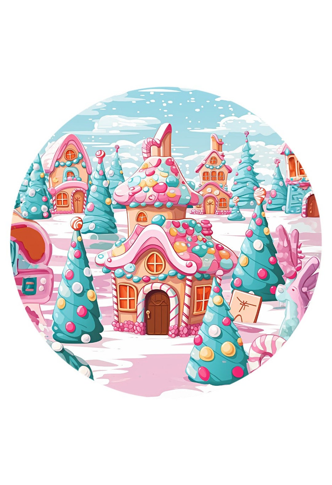 Gingerbread Village Christmas Sign, Wreath Attachment, Lollipop Winter ...