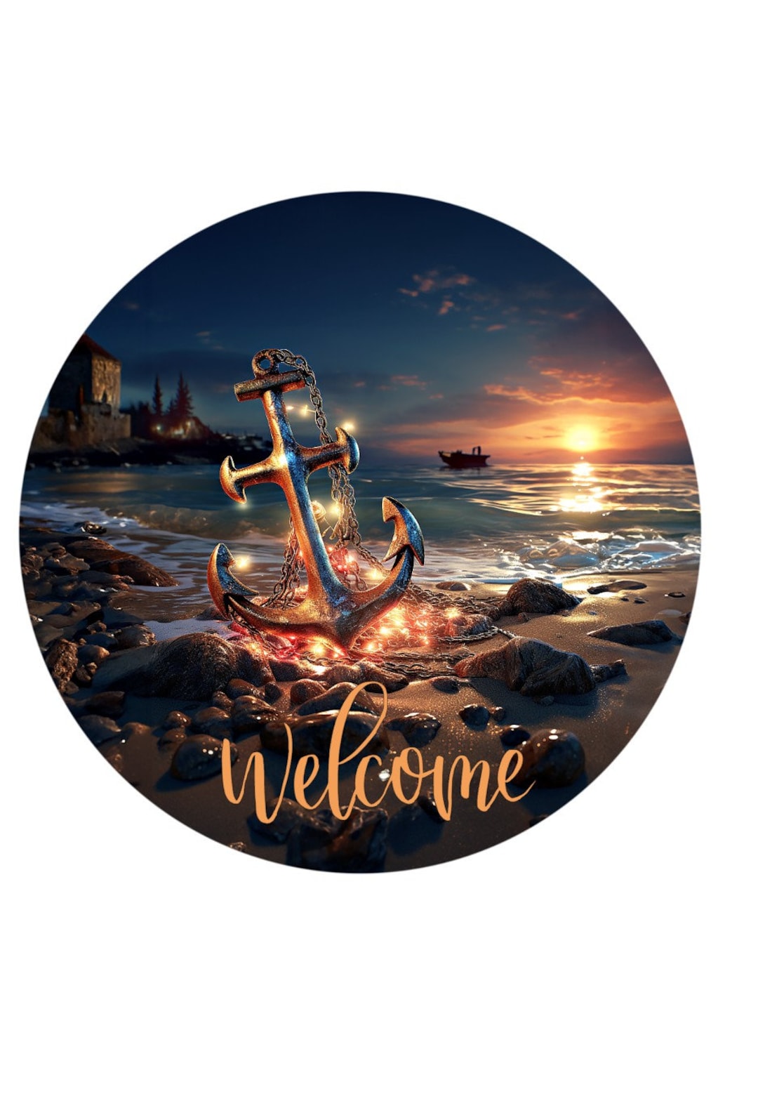 Welcome Anchor Summer Sign, Nautical Wreath Attachment, Summer Sign ...