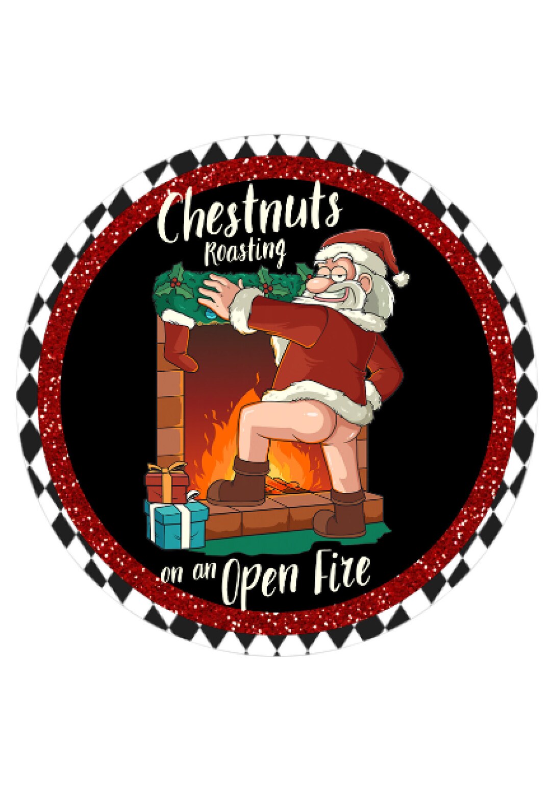 Whimsical Santa Christmas Sign, Chestnuts Roasting Christmas Sign ...