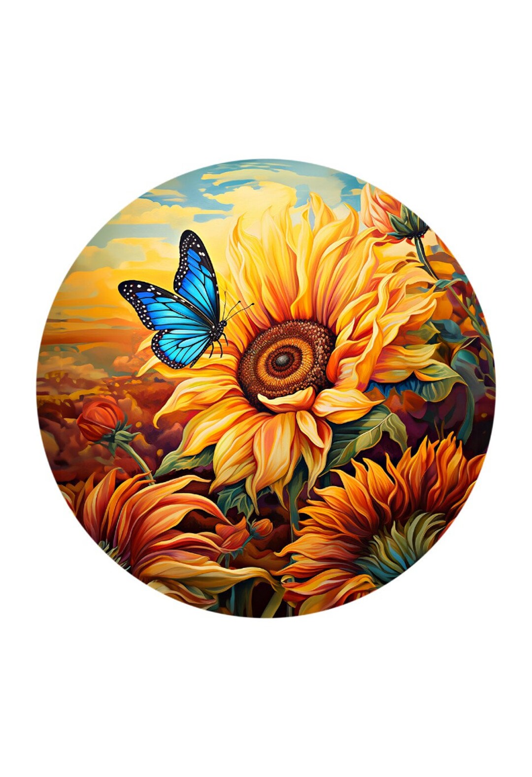 Sunflower With Blue Butterfly Wreath Sign, Wreath Attachment, Country ...