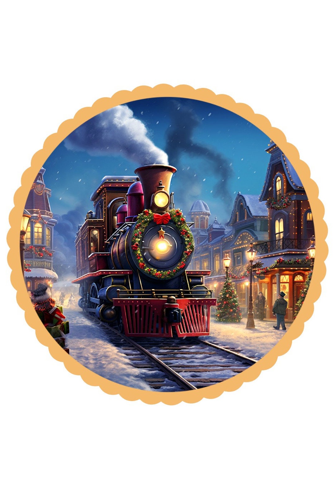 Holiday Christmas Train Sign, Old Fashion Christmas Wreath Attachment ...