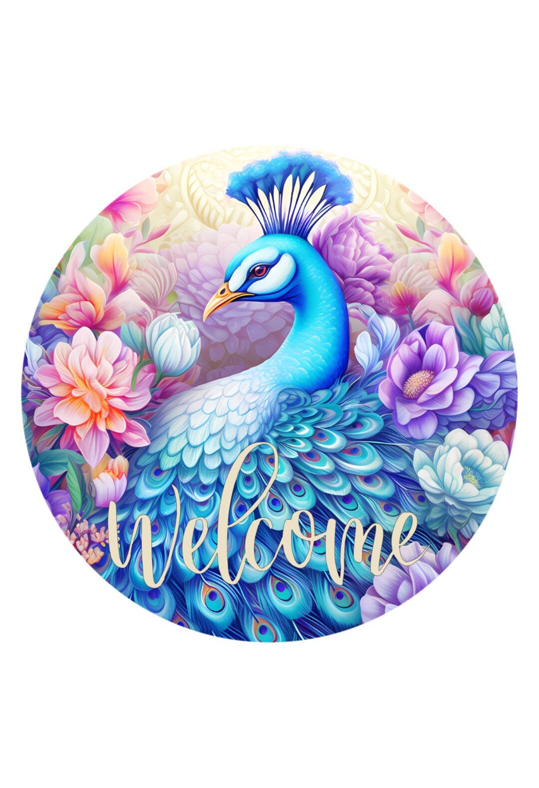 Peacock Welcome Sign, Everyday Welcome Wreath Attachment, Summer Sign ...