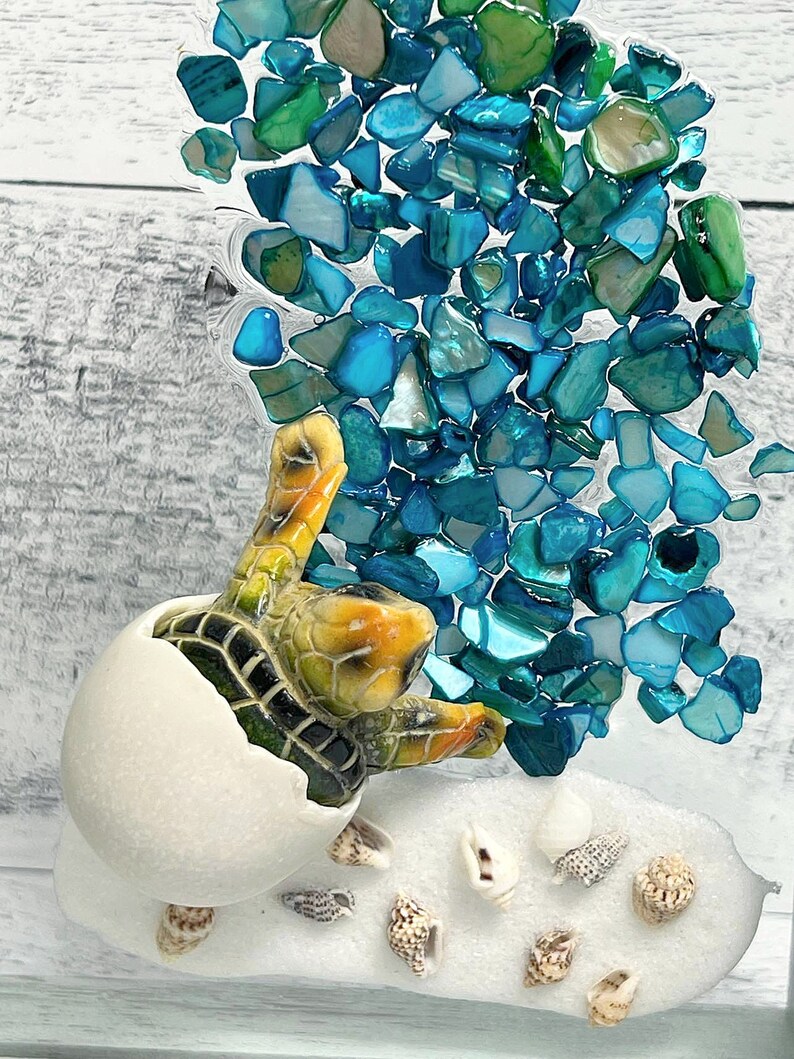 Baby Turtle Beach Tabletop Art Coastal Home Decoration - Etsy