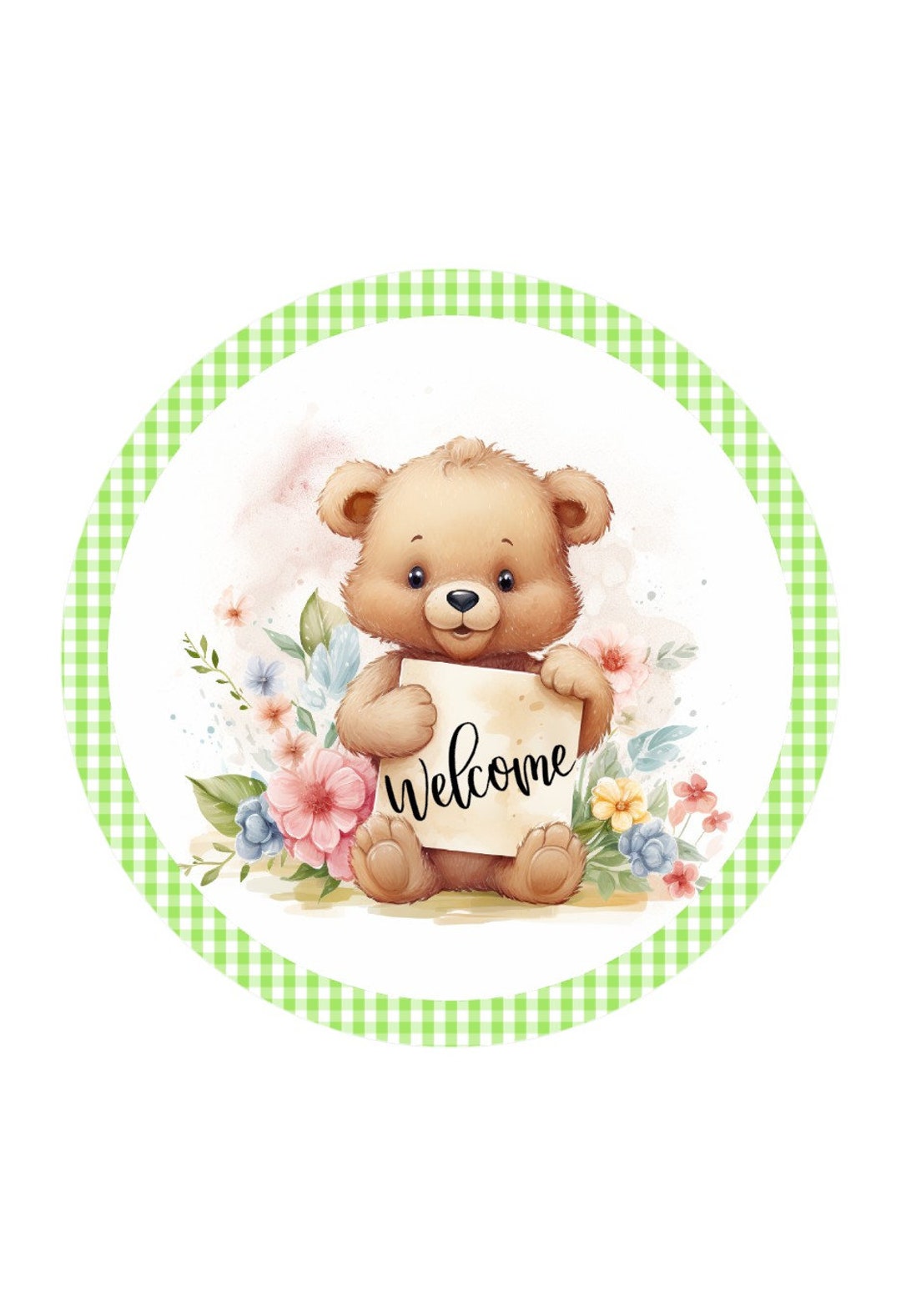 Welcome Teddy Bear Sign, Wreath Attachment, Everyday Sign, Wreath Sign ...