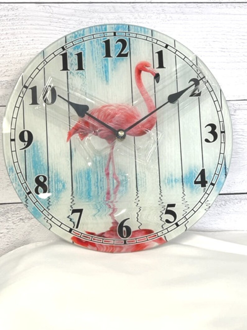 Pink Flamingo Wall Clock Coastal Kitchen Coastal Home Beach | Etsy