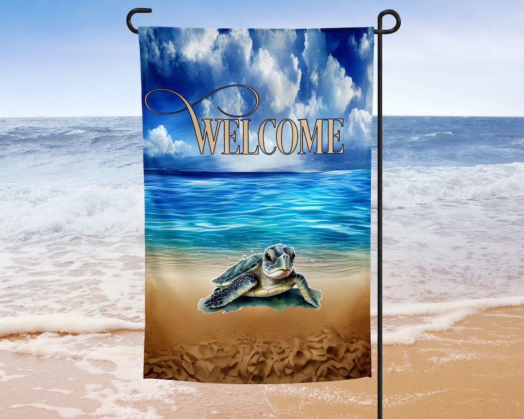 Welcome Sea Turtle Garden Flag, Sea Turtle Yard Decoration, Front Yard ...