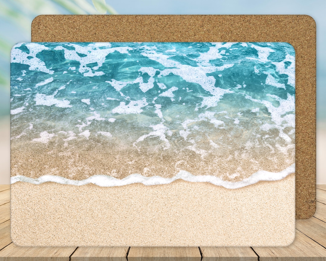 Beach Surf Table Hot Mat, Beach Kitchen Table Cork Back Trivet, Coastal ...